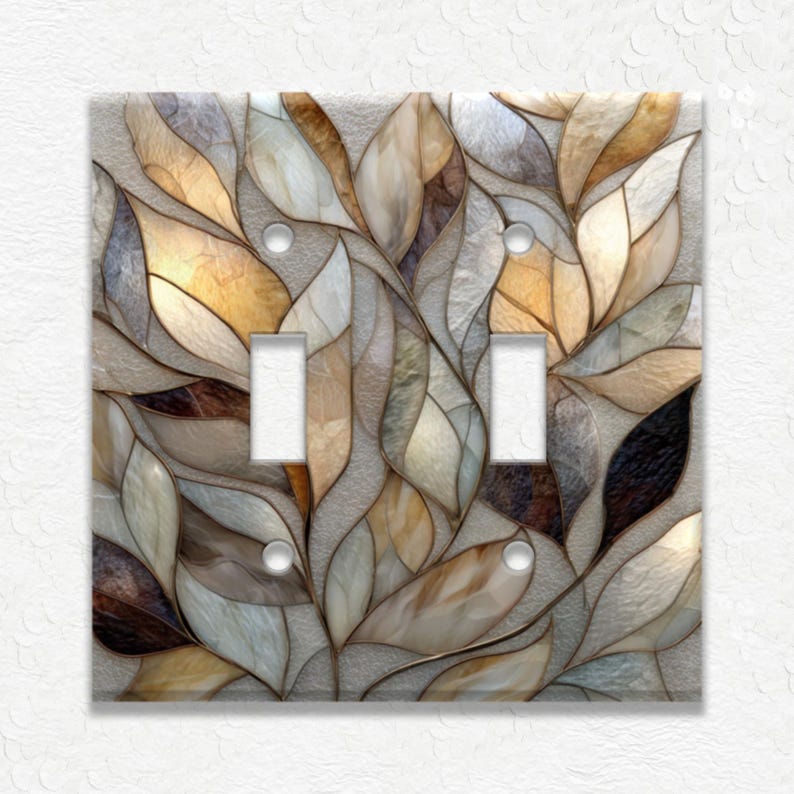 Stained Glass Design Leaf Pattern Metal Light Switch Covers, Outlet ...