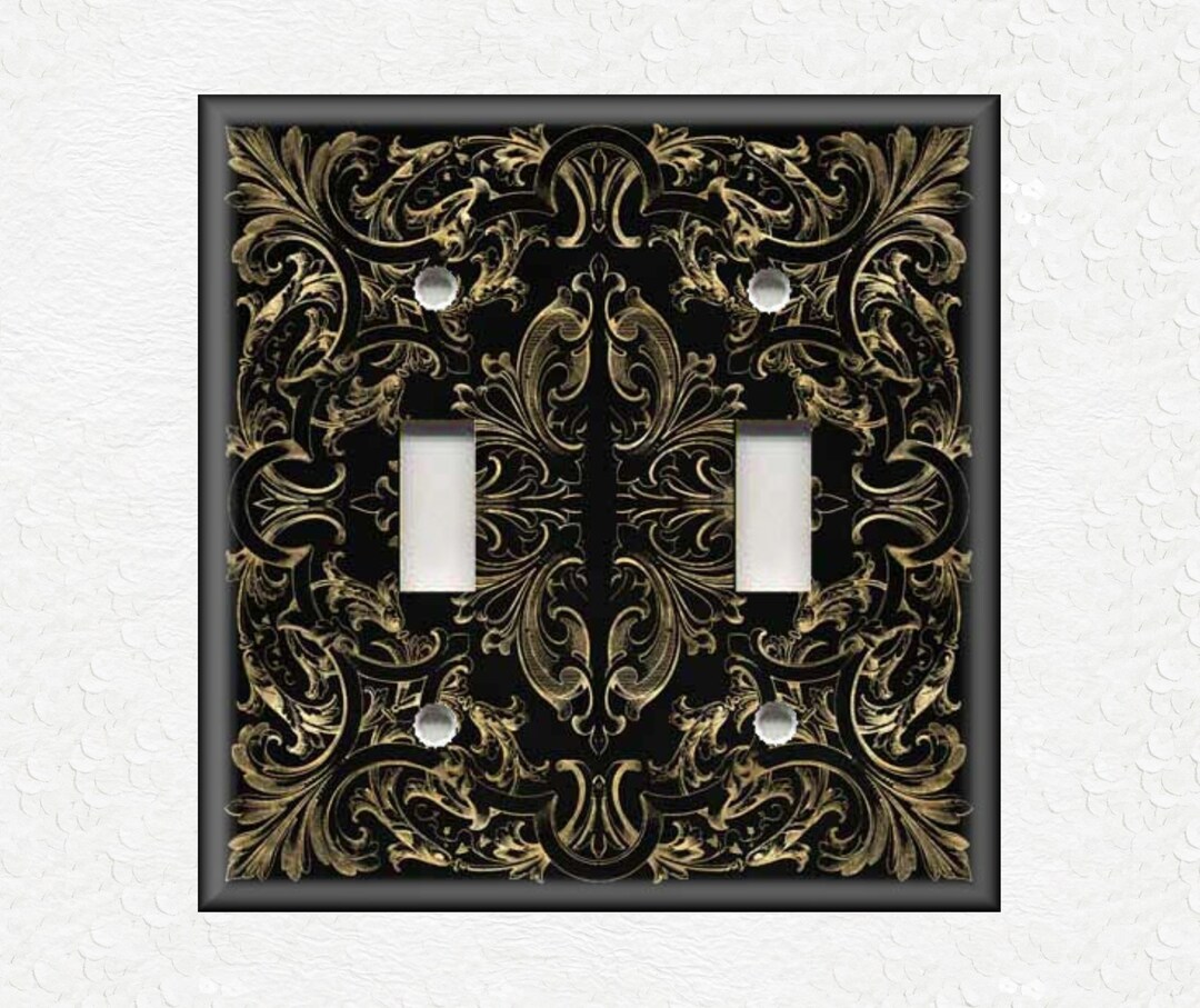 Art Deco Gold and Black Metal Switch Plate Covers and Outlet Covers Set ...