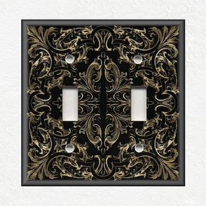 Art Deco Gold and Black Metal Switch Plate Covers and Outlet Covers Set ...
