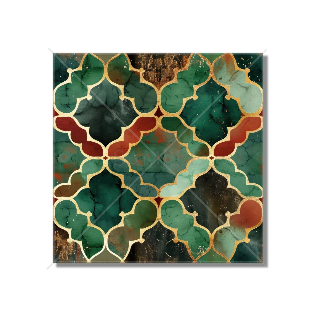 Green Copper Ceramic Tile Moroccan Kitchen Backsplash Tile - Bathroom ...