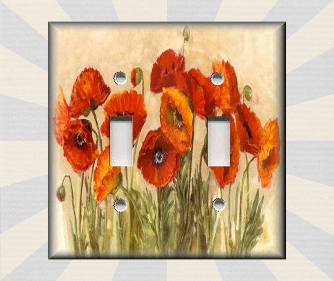 Orange Poppy Flowers Switch Plate Covers - Metal Light Switch Plate ...