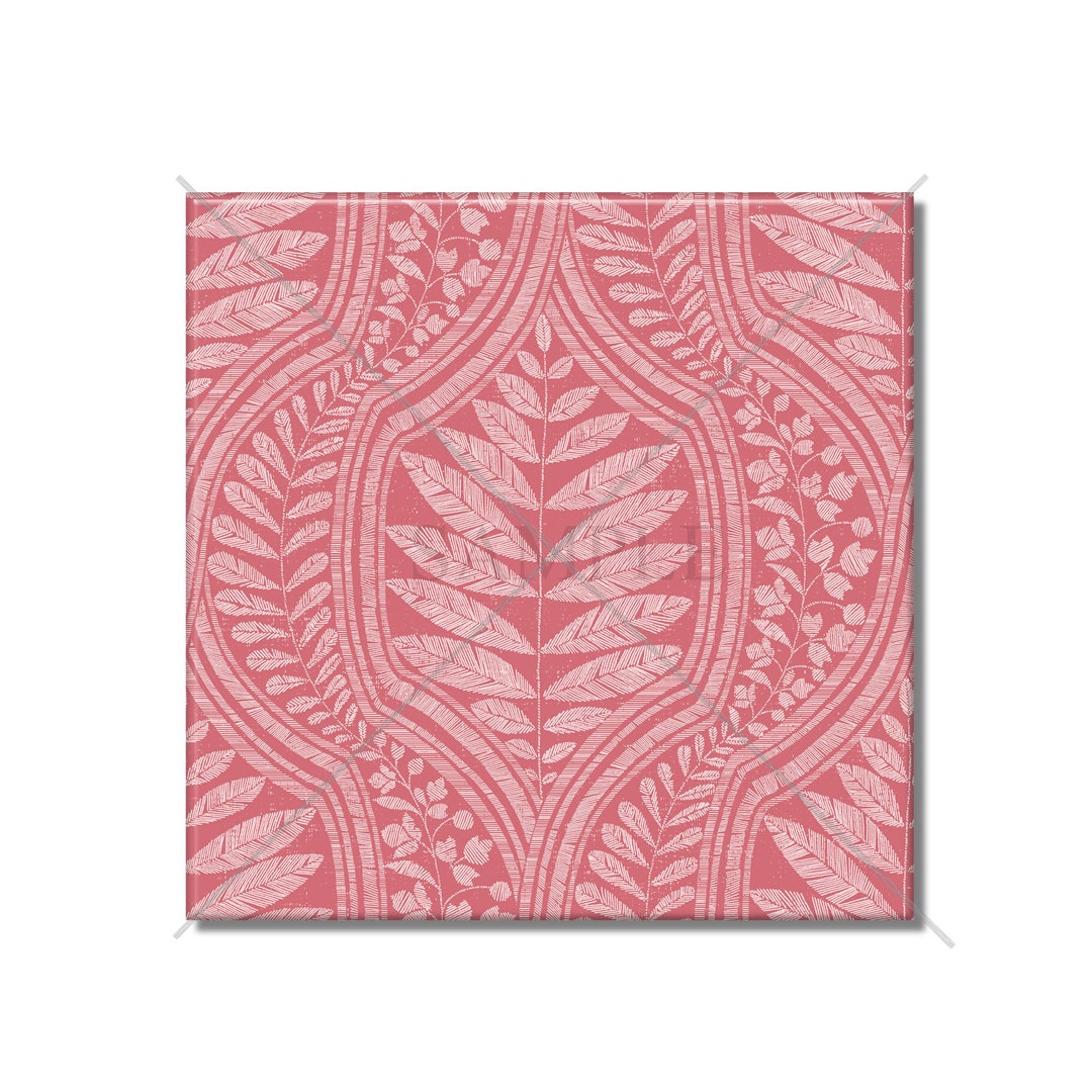 Pink Botanical Leaf Pattern Ceramic Tile - Leaf Design Ceramic Kitchen ...