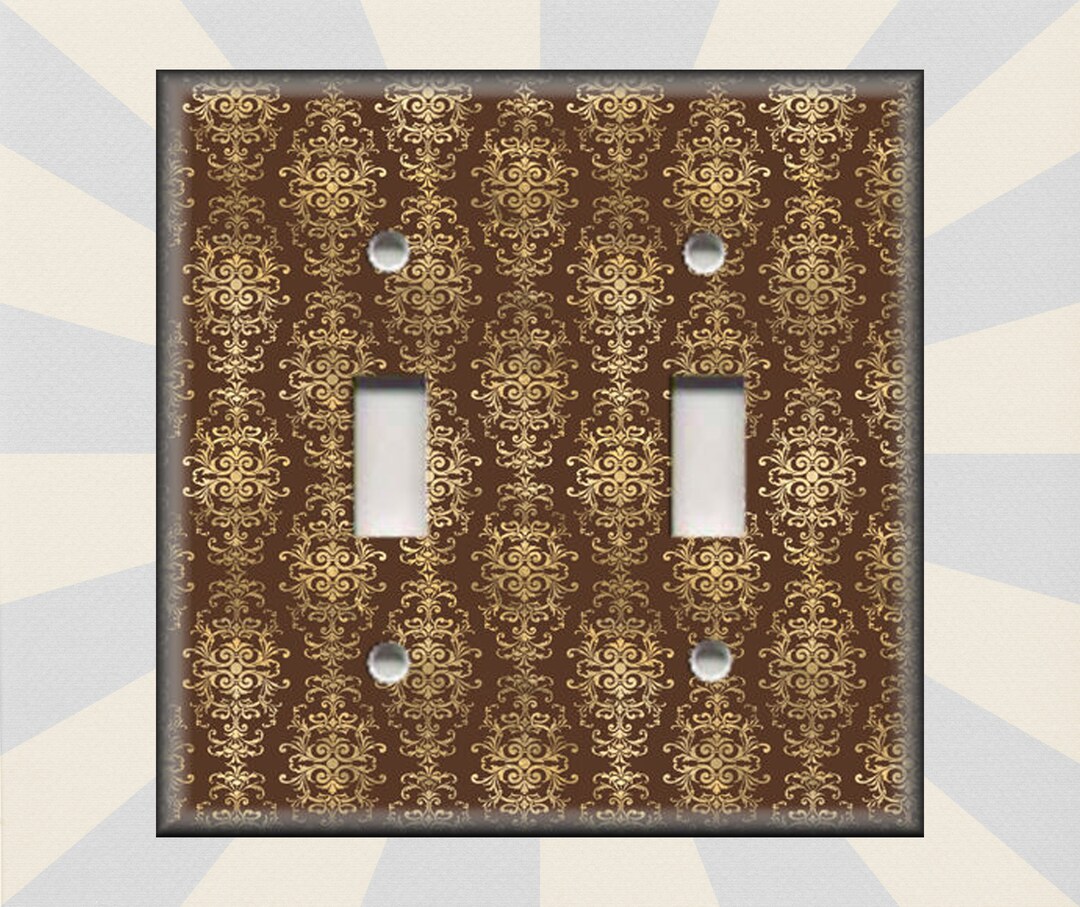 Bronze Gold Vintage Damask Design Home Decor - Metal Light Switch Plate ...