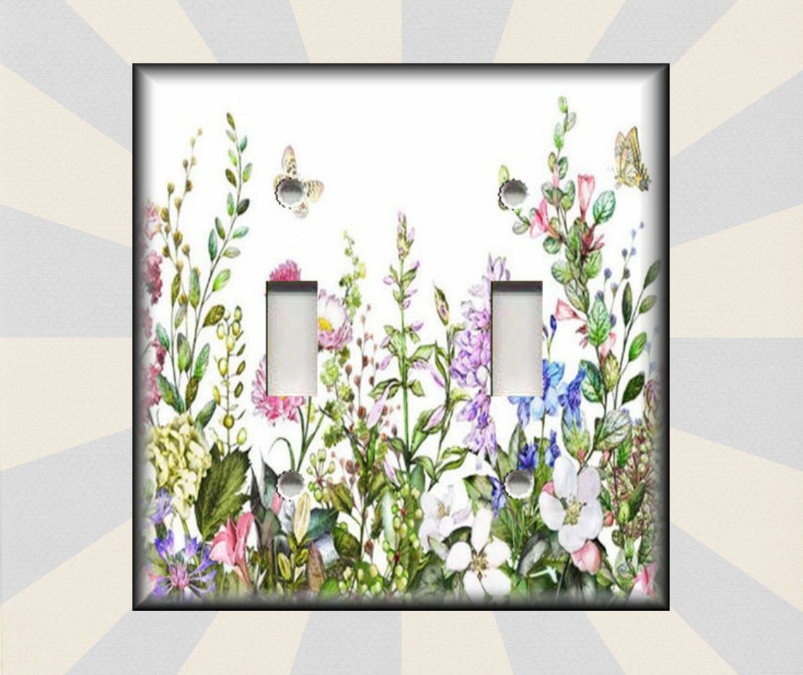 Botanical Wildflowers Flora Art Decor - Metal Light Switch Plates and ...