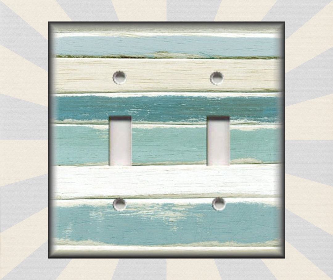 Aged Beach Wood Switch Plate Blue Grey Beach Decor - Metal Light Switch ...