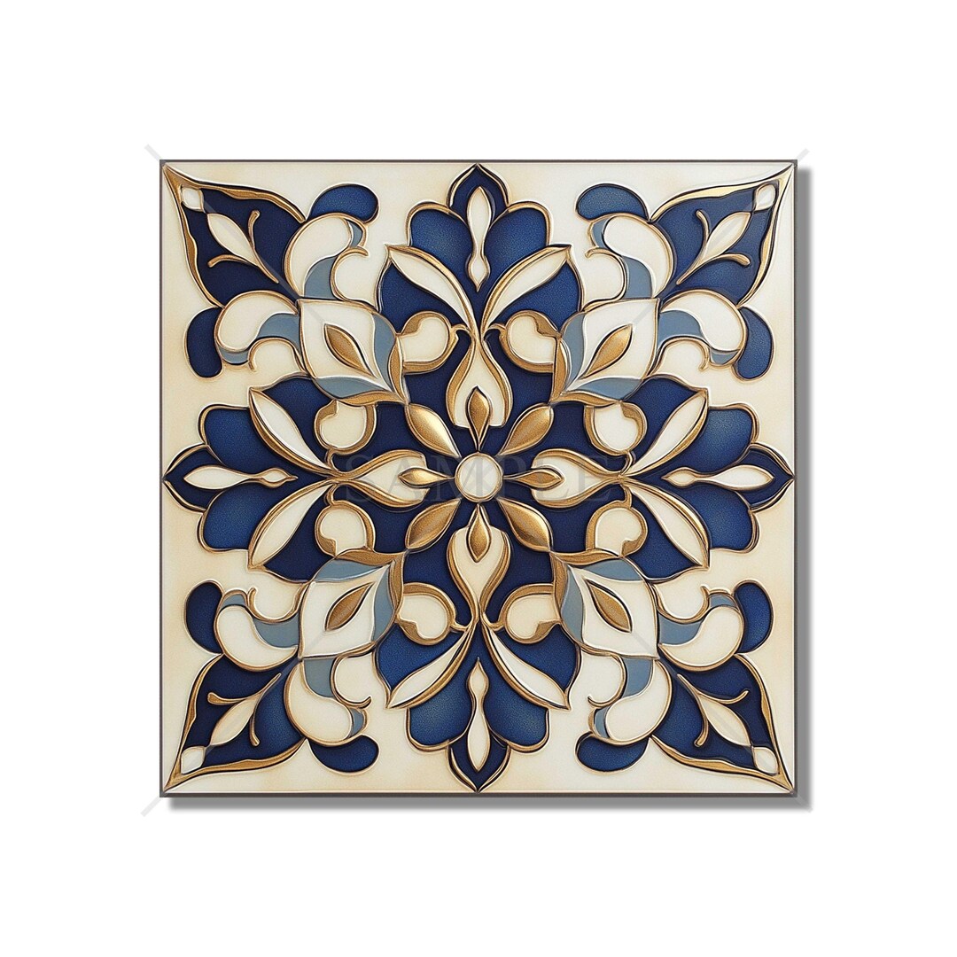 Blue Cream Ceramic Tile - Patterned Tile Backsplash - Blue Kitchen ...