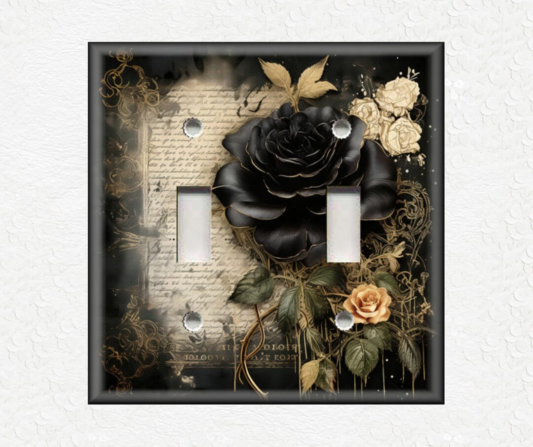 Gothic Design Light Switch Covers and Outlet Covers - Black Rose Design ...