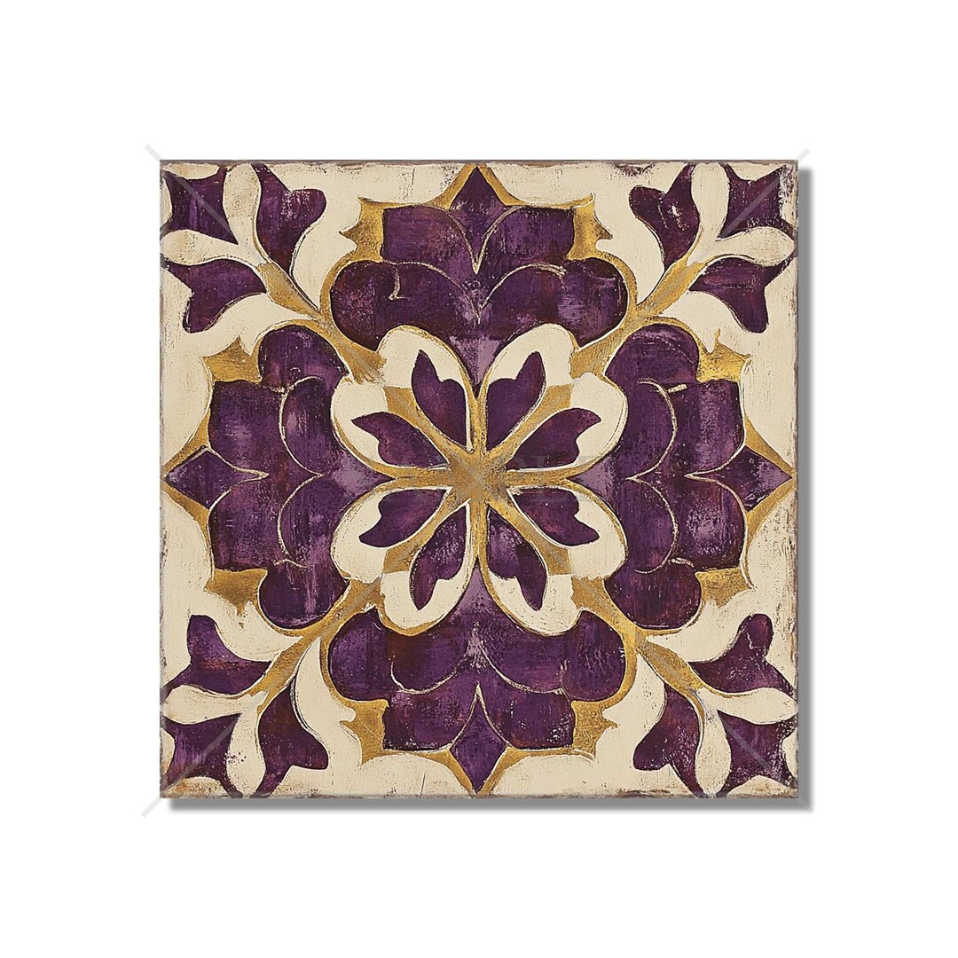 Purple Antique White Ceramic Tile Purple Patterned Unique Kitchen ...