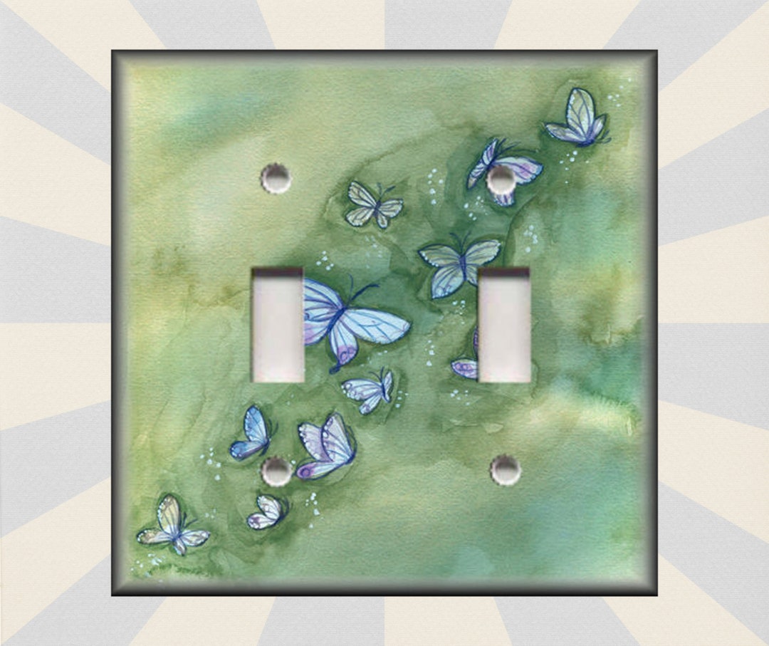 Butterflies in Flight - Green Blue Home Decor - Metal Light Switch ...