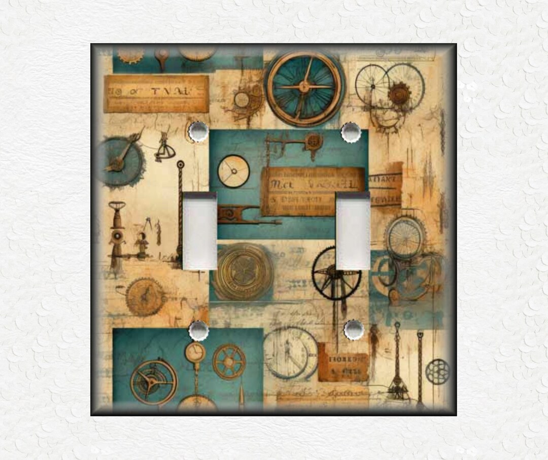 Steampunk Design Metal Light Switch Covers and Outlet Covers - Vintage ...