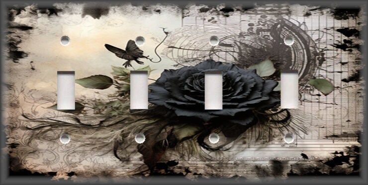 Gothic Design Light Switch Covers and Outlet Covers - Black Rose Design ...