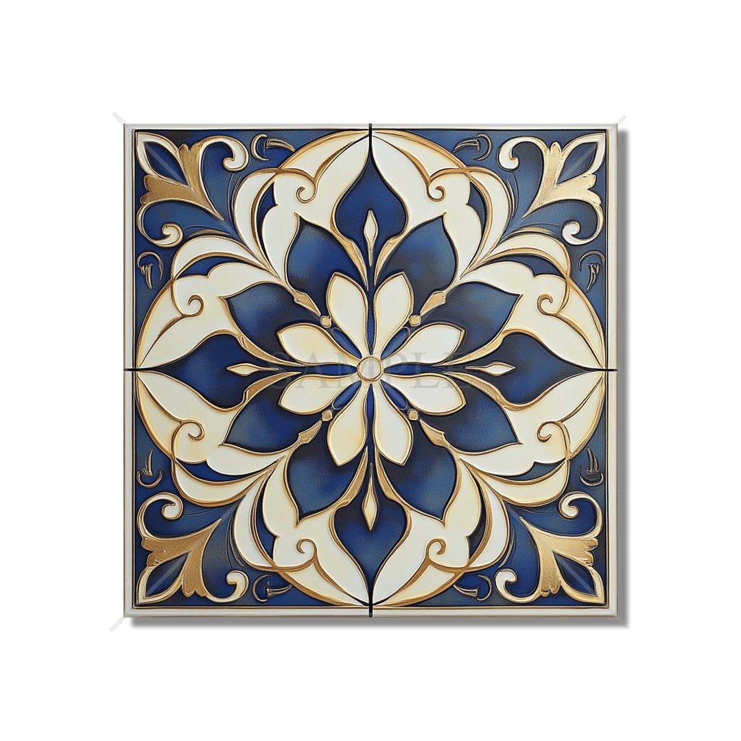 Blue Cream Ceramic Tile - Patterned Tile Backsplash - Blue Kitchen ...