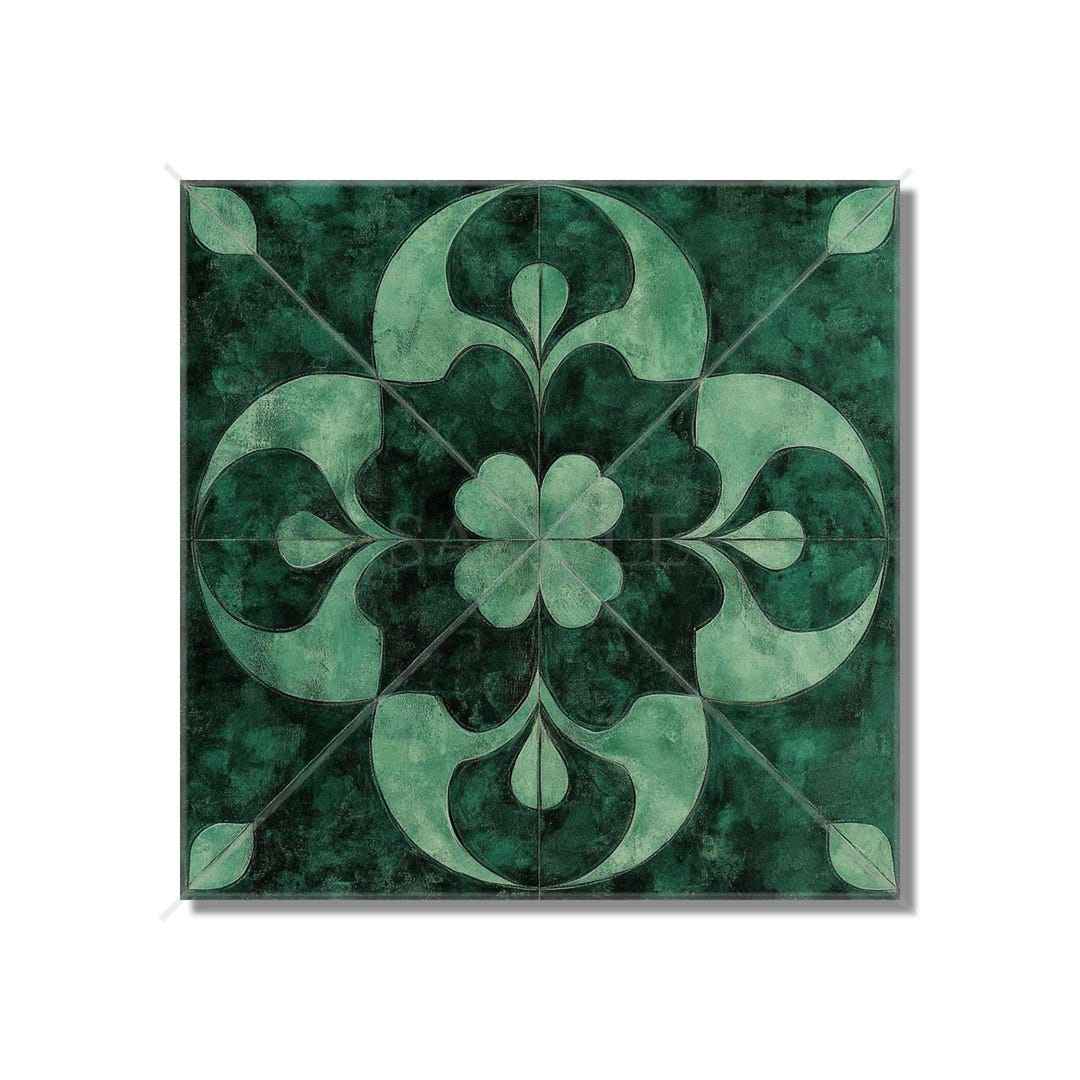 Dark Emerald Green Ceramic Tile - Vintage Aged Design Tile - Unique ...