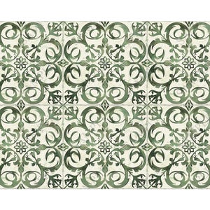 Green Patterned Ceramic Tile - Green Kitchen Backsplash - Unique ...