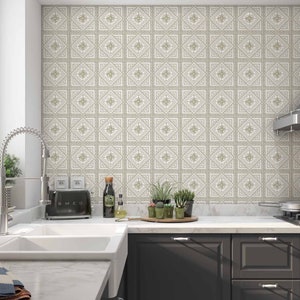 Beige and White Ceramic Tile - Decorative Backsplash Tile Kitchen Tile ...