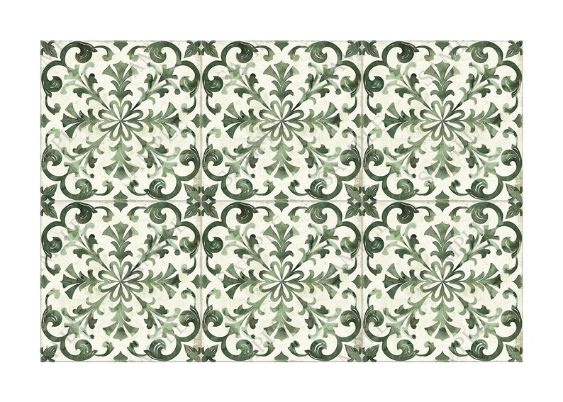 Green Patterned Ceramic Tile - Green Kitchen Backsplash - Unique ...