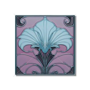 Ceramic Tile Kitchen Backsplash Tile - Blue Purple Vintage Art Nouveau ...
