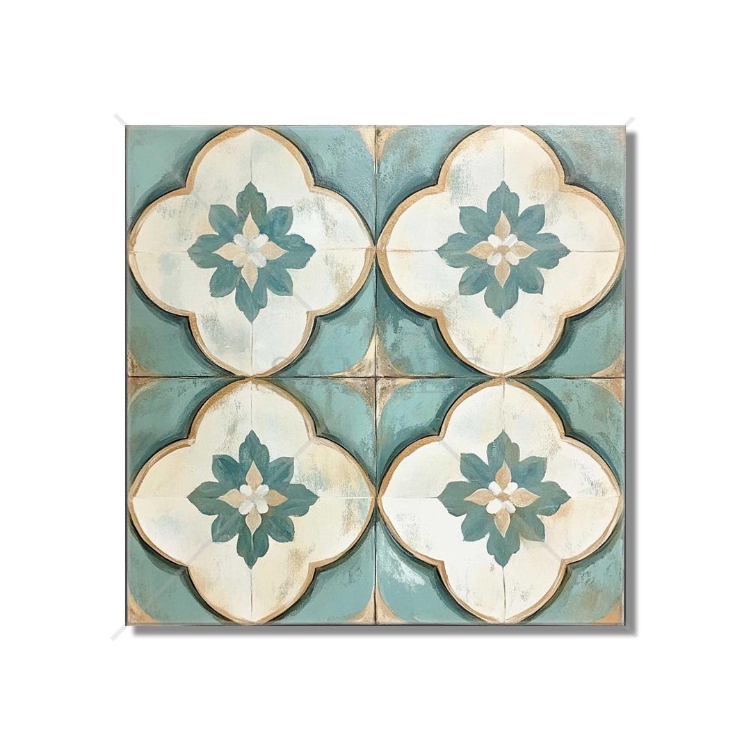 Blue off White Antique Design Ceramic Tile - Kitchen Tile Blue ...