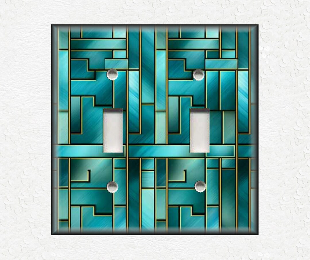 Art Deco Design Metal Light Switch Covers and Outlet Covers Teal and ...
