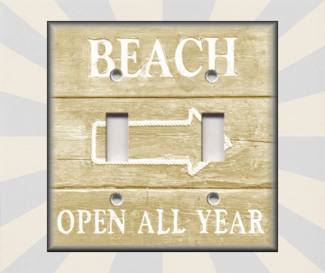 Beach Sign Tan Wood Design Beach Decor Metal Light Switch Plate Cover ...