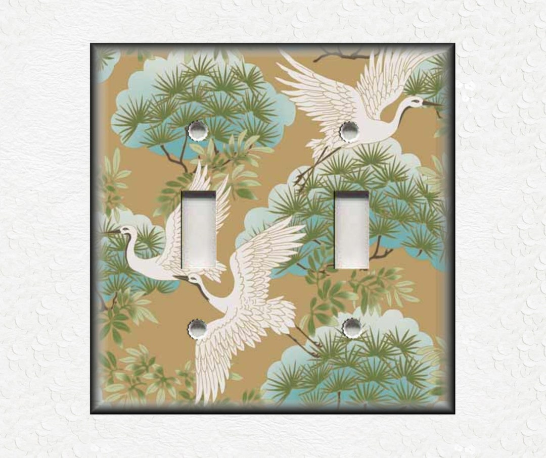 Crane Bird Switch Plate Cover - Symbol of Good Fortune Longevity and ...