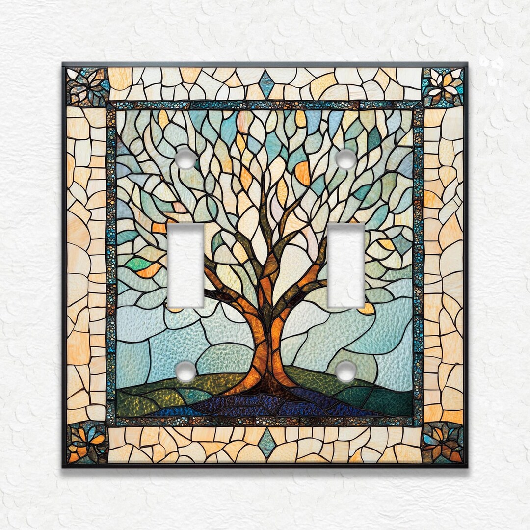 Decorative Light Switch Plate Covers Stained Glass Tree Design ...