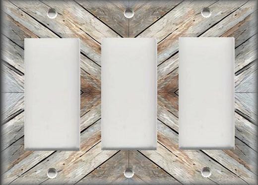 Farmhouse Decor Rustic Wood Design Switch Plates Metal Switch Plate ...