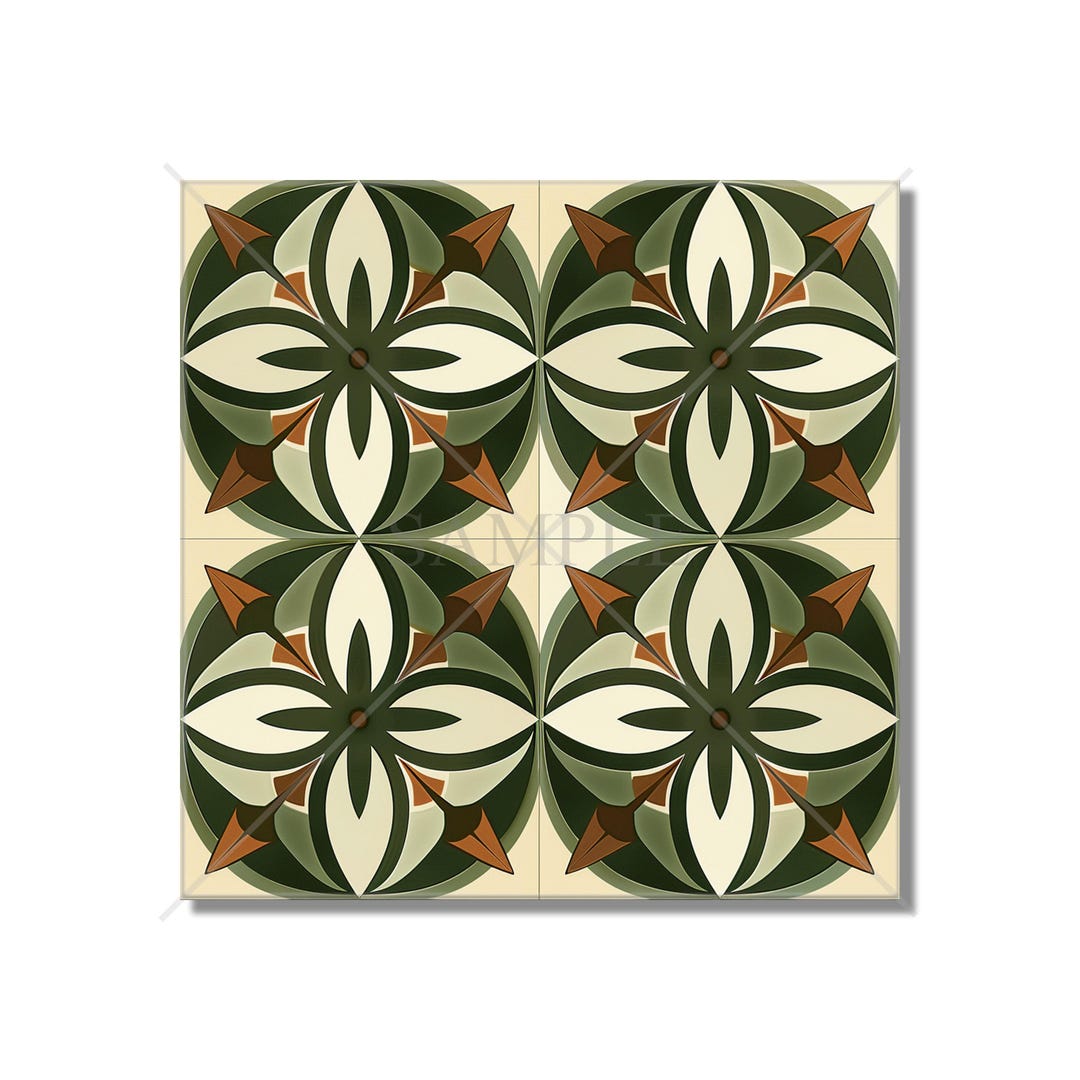 Green Rust Cream Backsplash Tile Vintage Moroccan Tile Design Kitchen ...