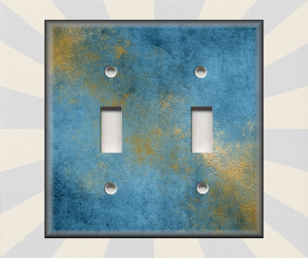 Blue Gold Aged Design Metal Light Switch Cover - Unique Light Switch ...