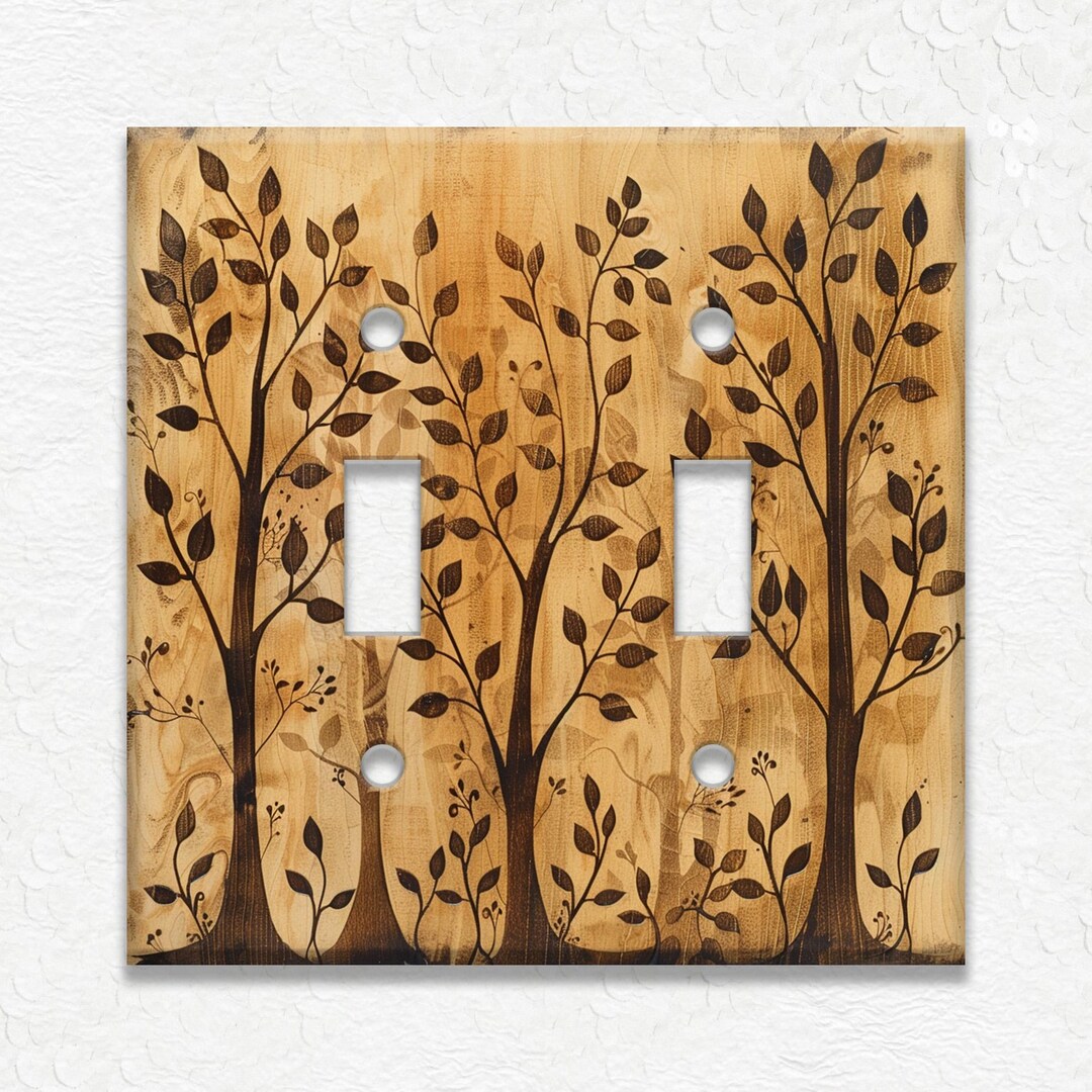 Tree Forest Rustic Wood Design - Metal Switch Plate Covers and Outlet ...