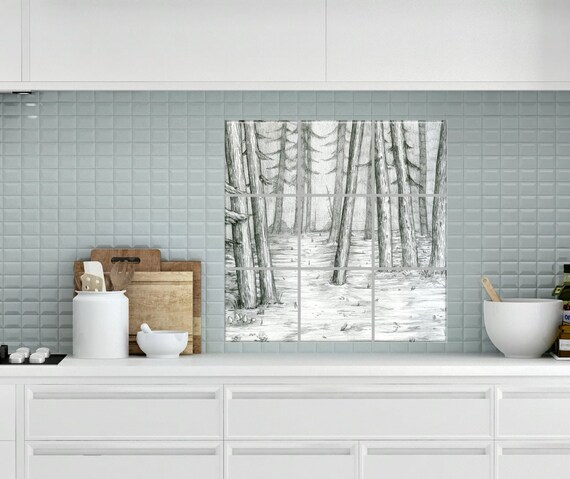 Ceramic Tile Mural Tile Mural Forest Trees Art Design Tile - Etsy
