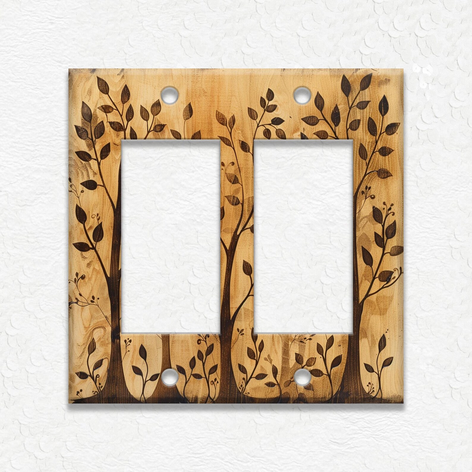 Tree Forest Rustic Wood Design - Metal Switch Plate Covers and Outlet ...