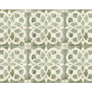 Sage Green Patterned Ceramic Tile - Green Kitchen Backsplash - Unique ...