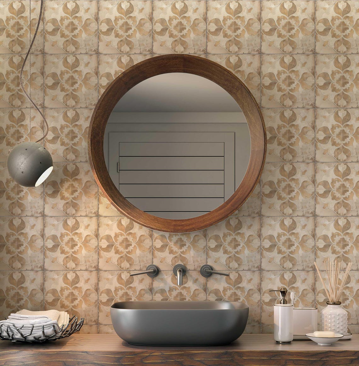 Neutral Tones Vintage European Design Ceramic Tiles Patterned Kitchen ...