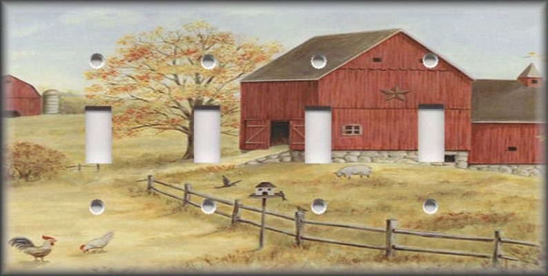 Red Barn Farm Design Country Decor Metal Light Switch - Etsy