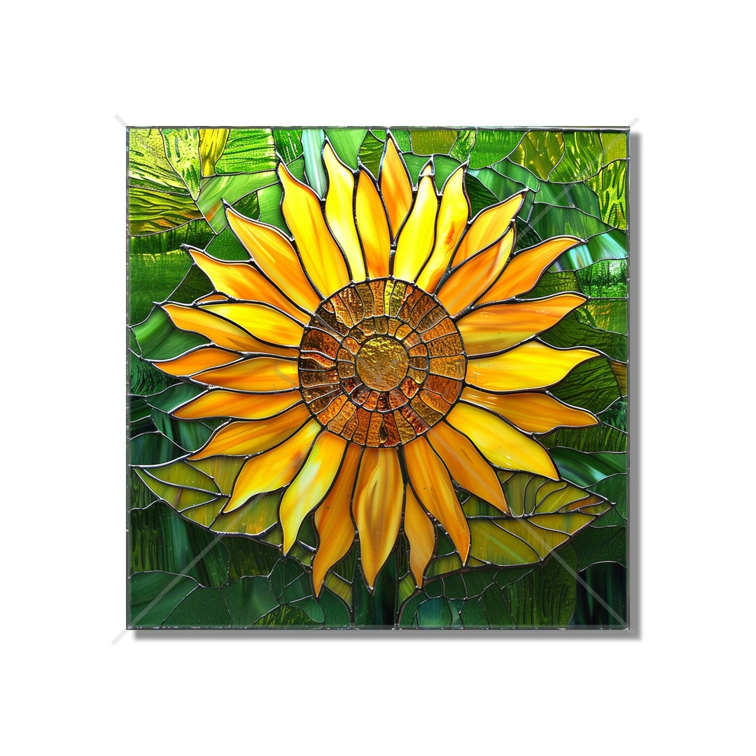 Ceramic Tile Stained Glass Sunflower Design - Kitchen Backsplash Tile ...