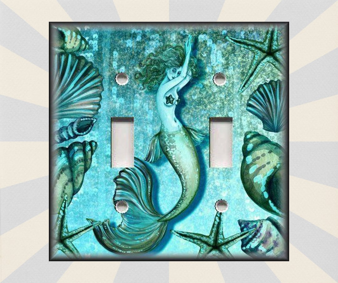 Mermaid Switch Plate Covers - Metal Beach Light Switch Plate Cover ...