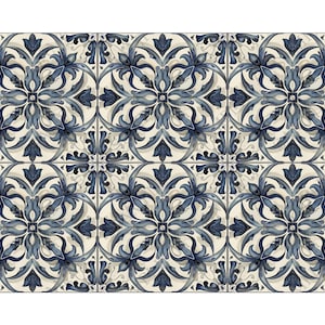 Blue Gray Beige Ceramic Tile - Patterned Tile Backsplash - Blue Kitchen ...