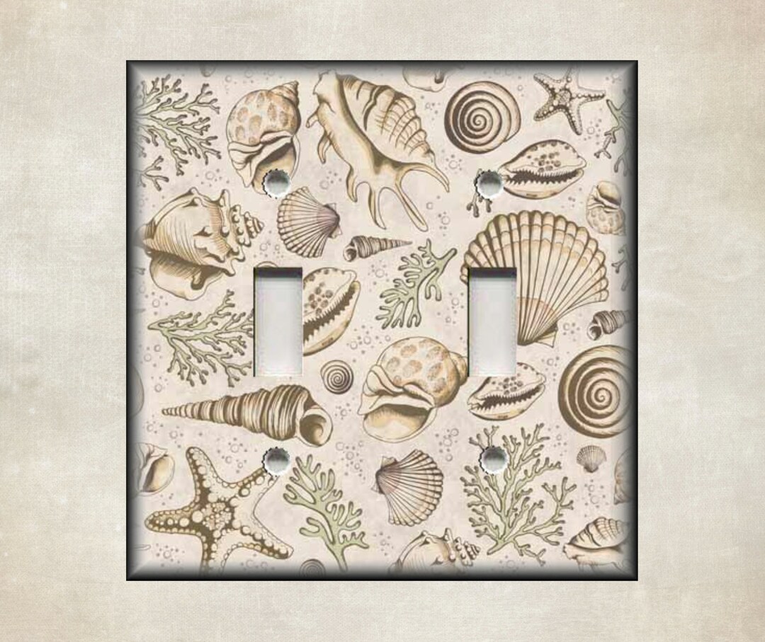 Shell Switch Plate - Coastal Beach Decor Metal Light Switch Cover ...