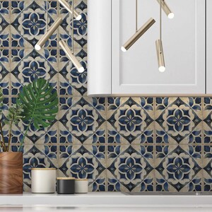 Blue Gray Decorative Ceramic Tile - Kitchen Tile Blue Grey Backsplash ...