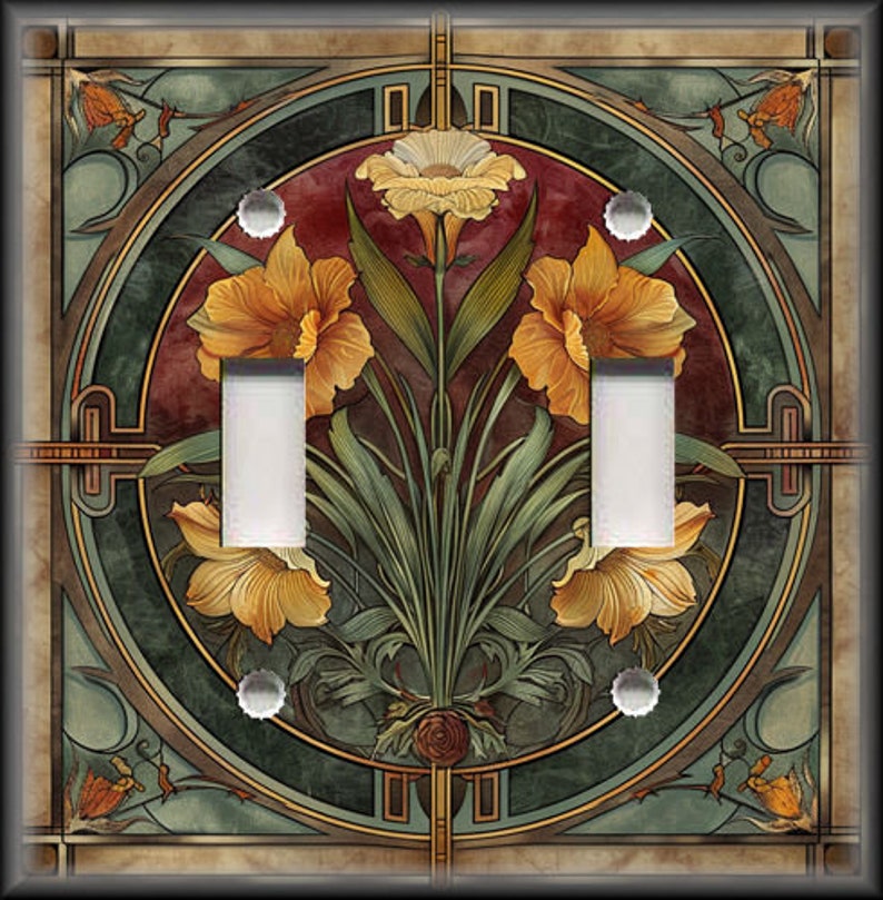 Vintage Floral Pattern - Metal Switch Plate Covers and Outlet Covers ...