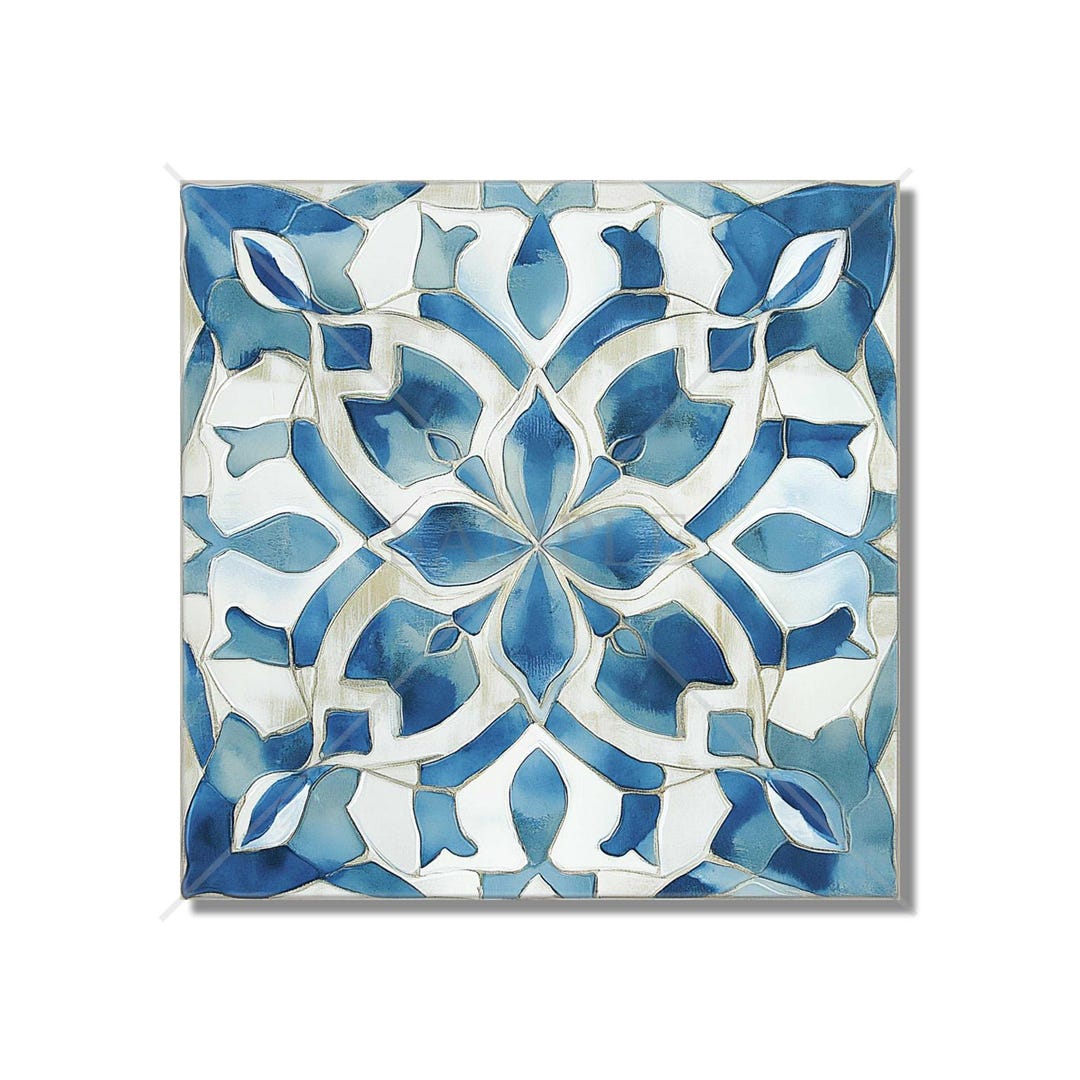 Blue off White Decorative Ceramic Tile - Kitchen Tile Blue Backsplash ...