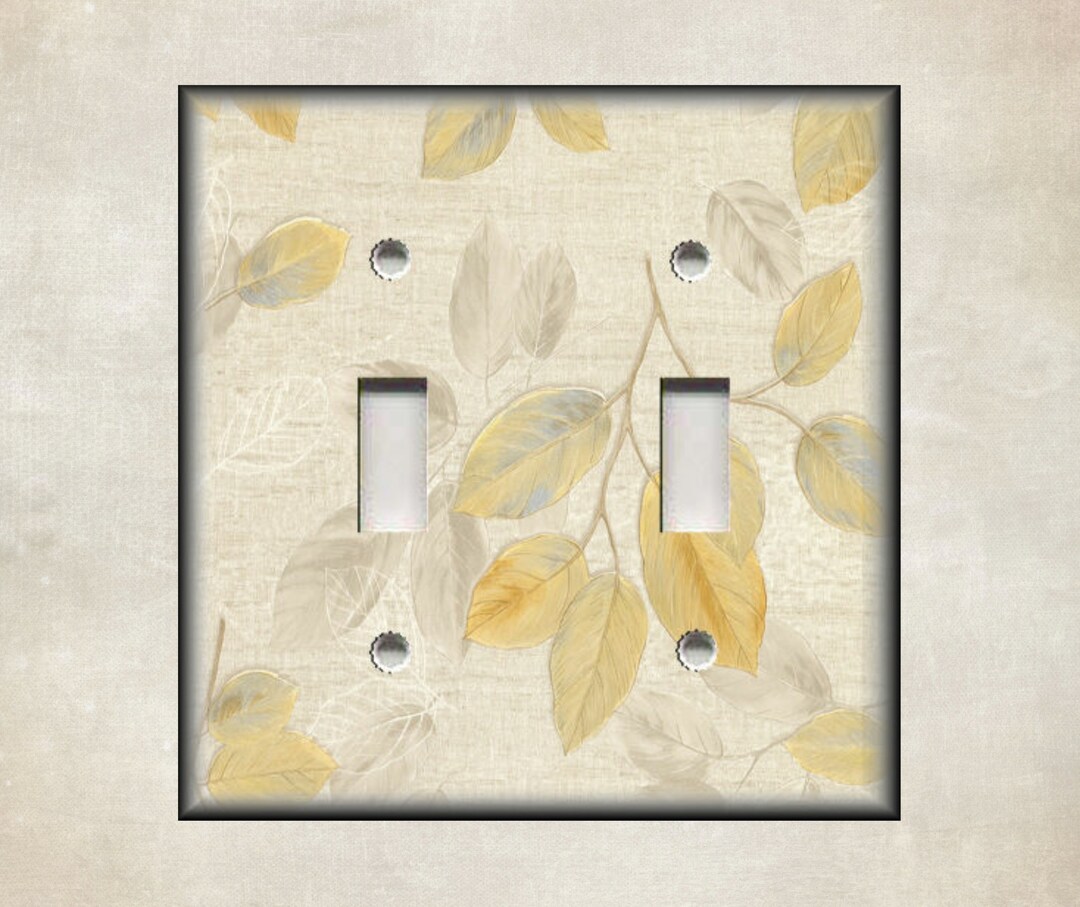 Tan and Gold Leaves Design Metal Light Switch Cover - Decorative Switch ...