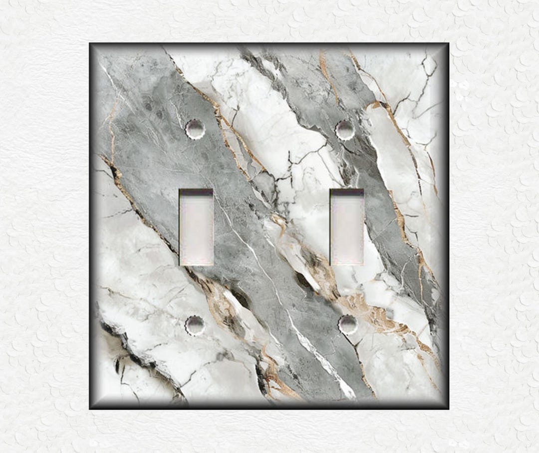 Grey White Quartz Marble Design Metal Light Switch Plate Covers ...