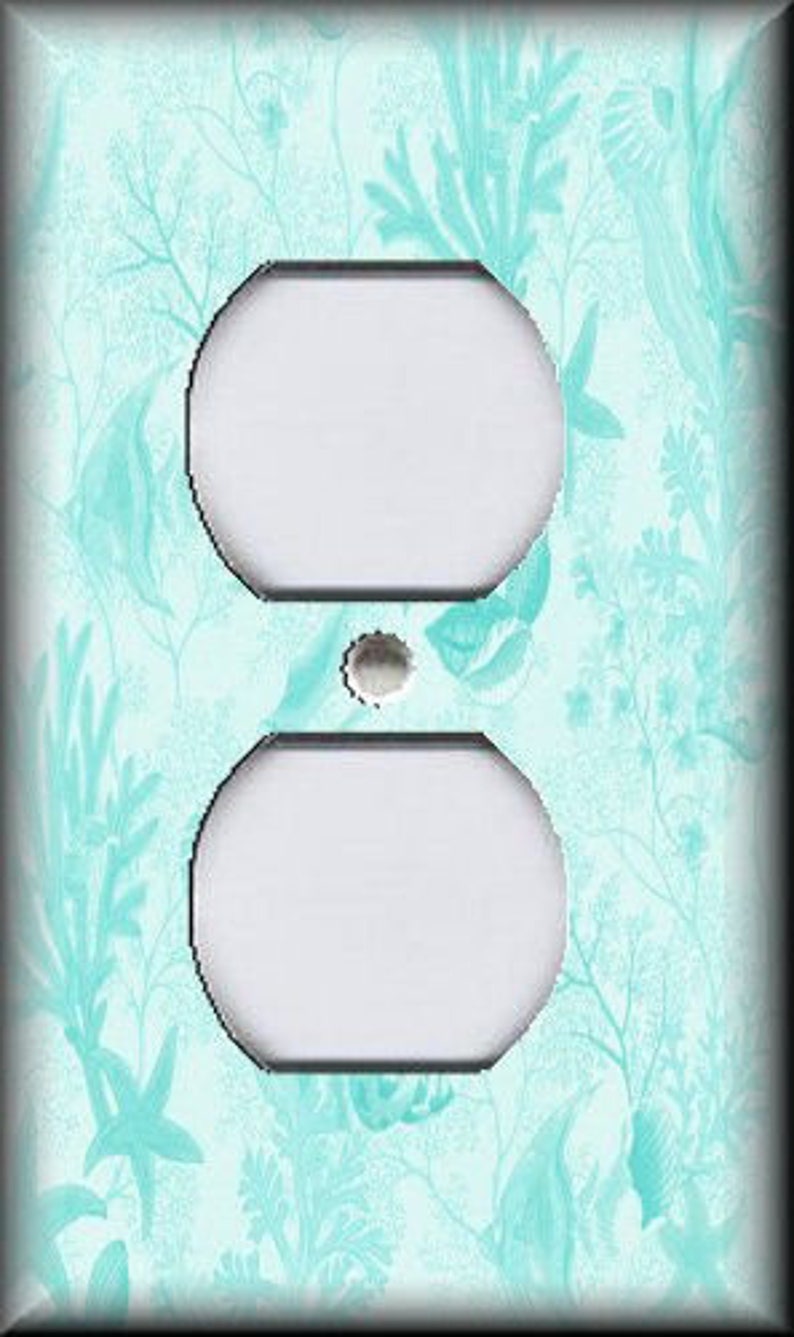 Beach Switch Plates and Outlet Covers - Beach Shells Fish Aqua Blue ...