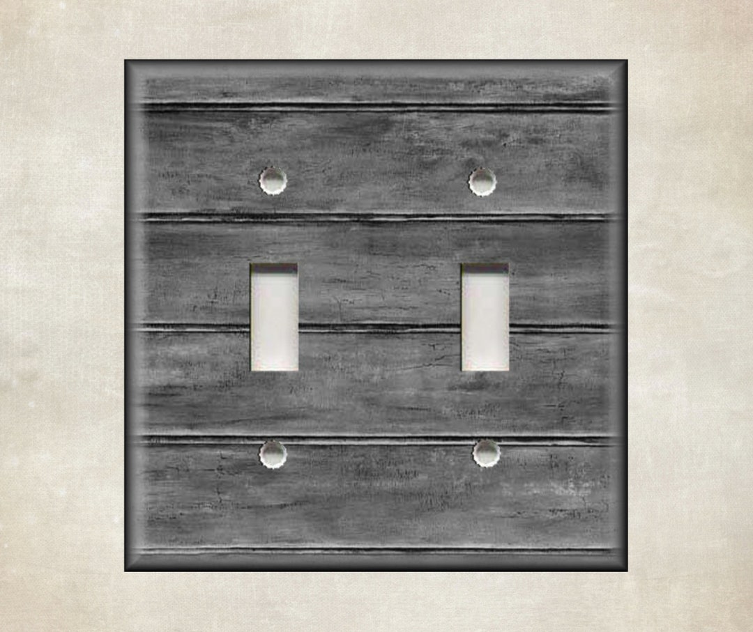 Rustic Wood Design Grey Decor - Metal Light Switch Cover - Switch Plate ...