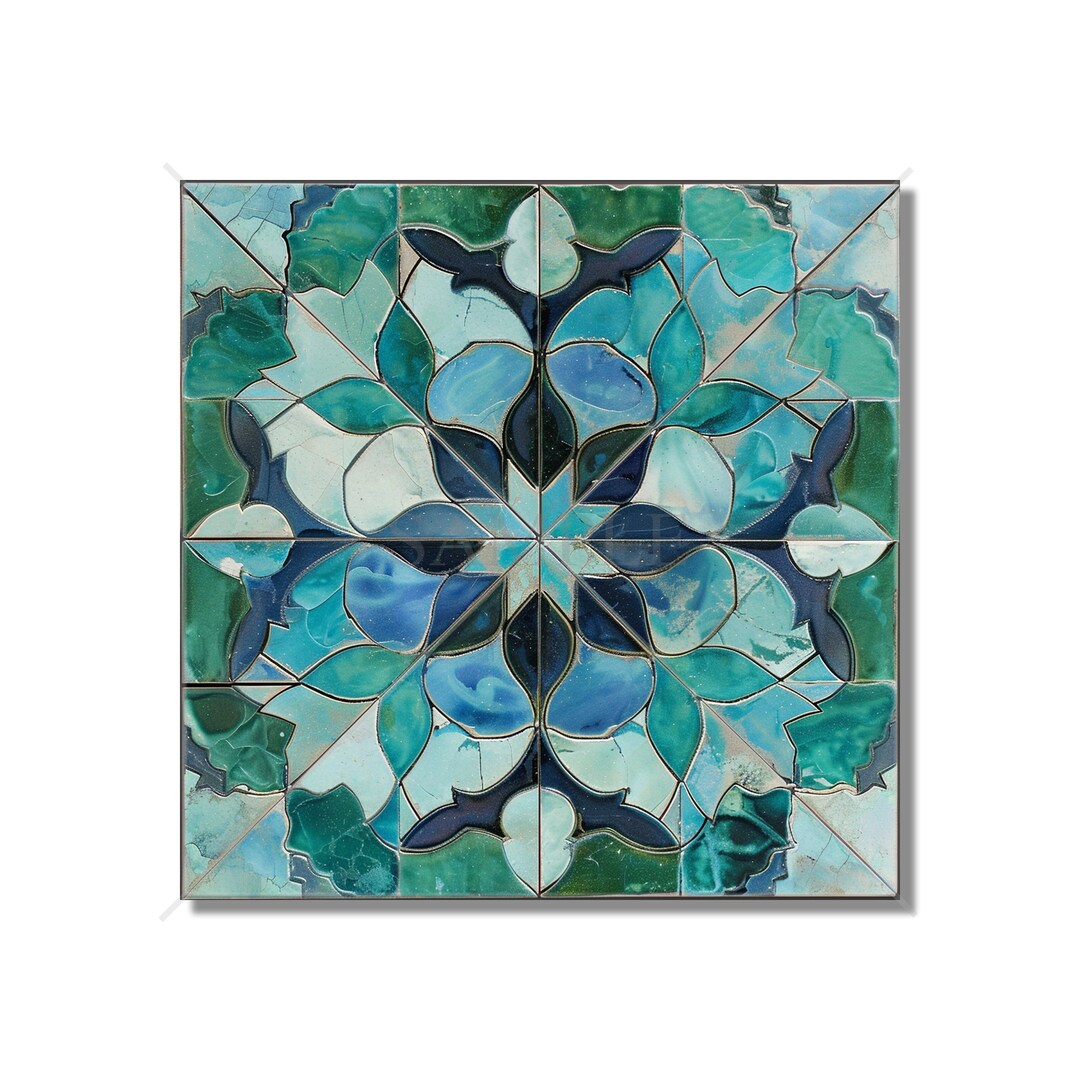 Dark Blue and Turquoise Ceramic Tile Modern Design Kitchen Blue ...