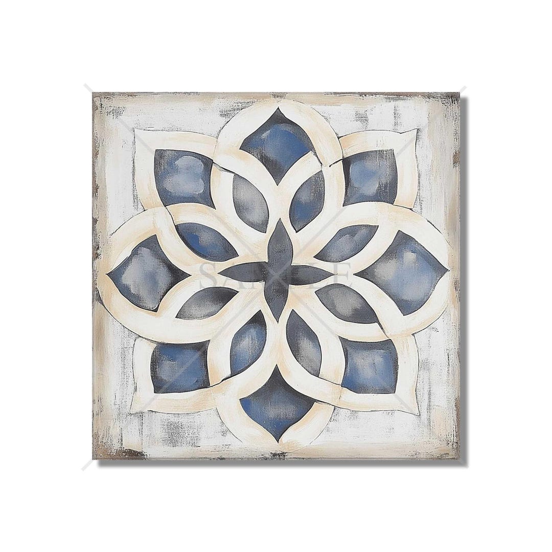 Ceramic Tile Blue Grey White Patterned Tile Backsplash Blue Kitchen ...