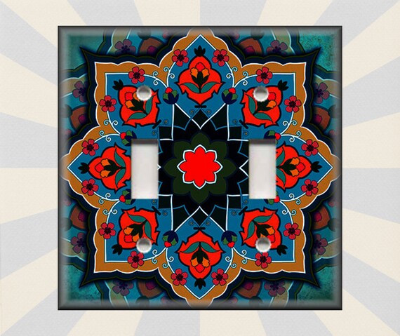 Moroccan Tile Medallion Blue Coral Boho Moroccan Home Decor - Etsy