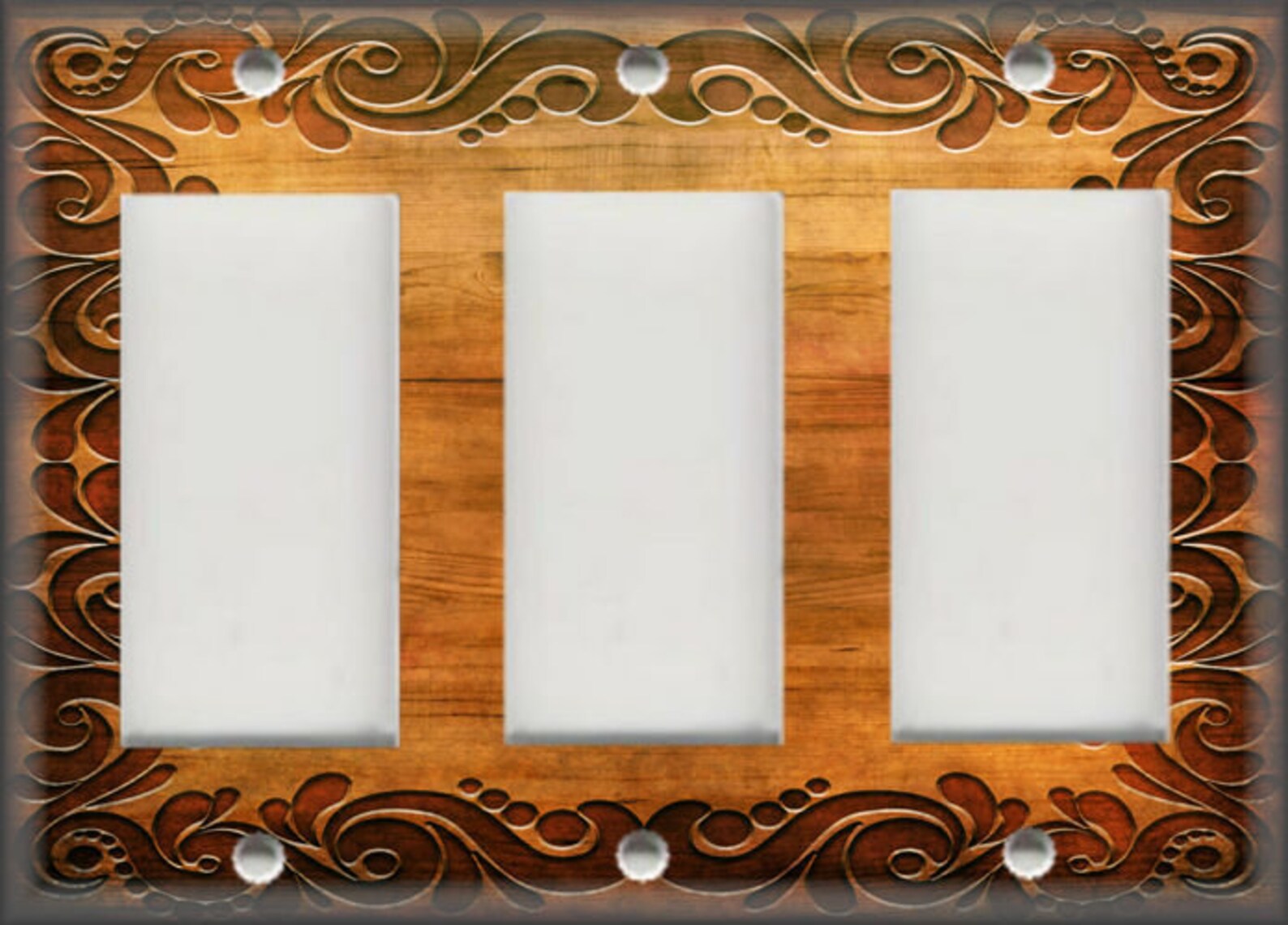 Metal Light Switch Plate Cover Rustic Swirl Framed Wood - Etsy